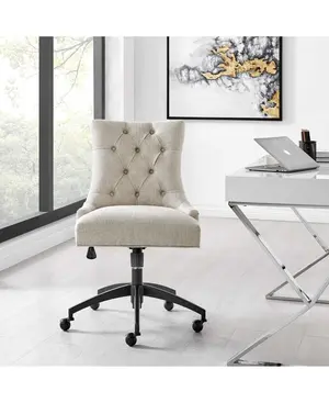 MODWAY Regent Tufted Fabric Office Chair - Black Beige