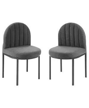 MODWAY Isla Upholstered Fabric Dining Side Chair, Set Of 2 - Black Charcoal