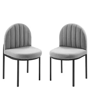 MODWAY Isla Upholstered Fabric Dining Side Chair, Set Of 2 - Black Light Gray
