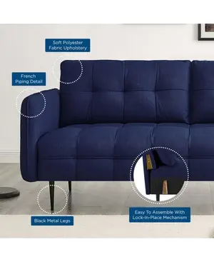 MODWAY Cameron Tufted Fabric Sofa - Royal Blue