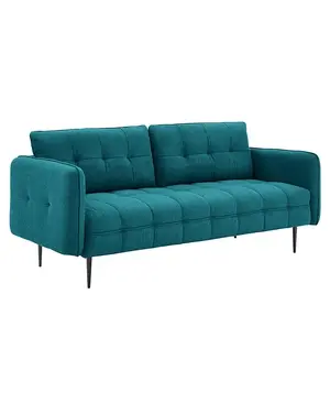MODWAY Cameron Tufted Fabric Sofa - Teal