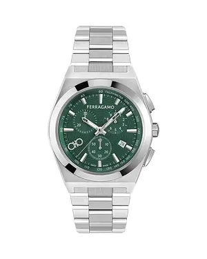 FERRAGAMO Vega Upper East Chronograph Bracelet Watch, 42mm - Stainless Steel/green