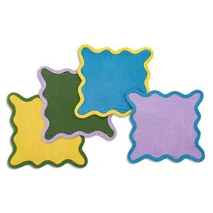 LULU POWERS Scallop Cocktail Napkins: Set Of 4 - Multi