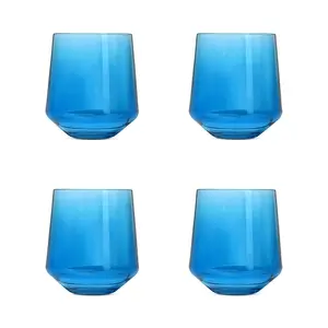DRINIQUE Stemless Amber Wine Glasses, Set Of 4 - Blue