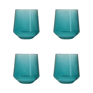 DRINIQUE Stemless Amber Wine Glasses, Set Of 4 - Teal