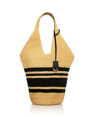 ANINE BING Leah Medium Striped Raffia Hobo Bag
