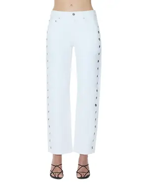 PISTOLA Lexi Mid-rise Straight Jeans With Bow Detail - Vivid White