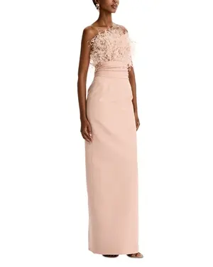 Oscar De La Renta Strapless Dramatic Point D'esprit Silk Gown