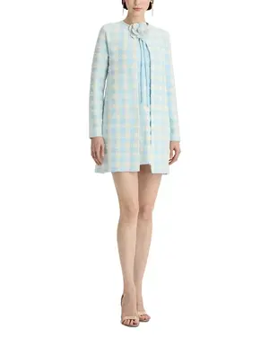 Oscar De La Renta Gingham Jacquard Knit Coat