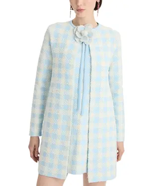 Oscar De La Renta Gingham Jacquard Knit Coat