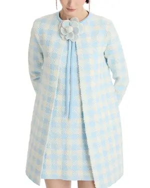Oscar De La Renta Gingham Jacquard Knit Coat