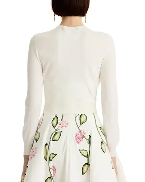 Oscar De La Renta Embroidered Wool Cardigan
