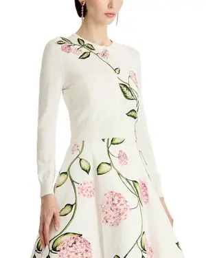 Oscar De La Renta Embroidered Wool Cardigan