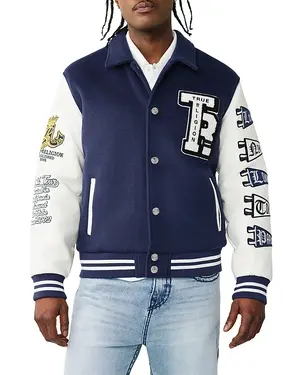 True Religion Varsity Wool Logo Patch Jacket - Midnight