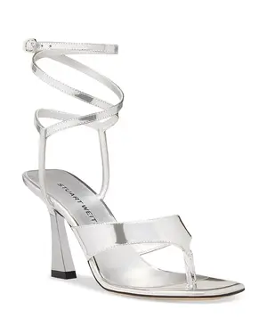 STUART WEITZMAN Vinnie 85 Ankle Strap Sandals - Silver