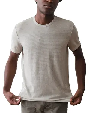 Marine Layer Signature Jacquard Crew Tee - Whitecap/navy
