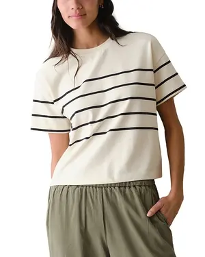 Marine Layer Luxe Sueded Crew Tee - Black/white