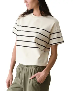 Marine Layer Luxe Sueded Crew Tee - Black/white
