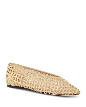 LOEFFLER RANDALL Tan Woven Raffia Ballet Flats
