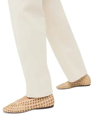 LOEFFLER RANDALL Tan Woven Raffia Ballet Flats