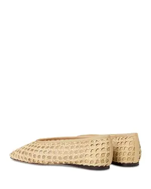 LOEFFLER RANDALL Tan Woven Raffia Ballet Flats
