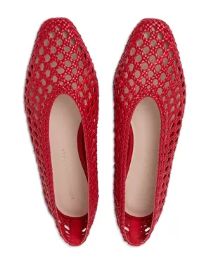 LOEFFLER RANDALL Woven Leather Ballet Flats - Red
