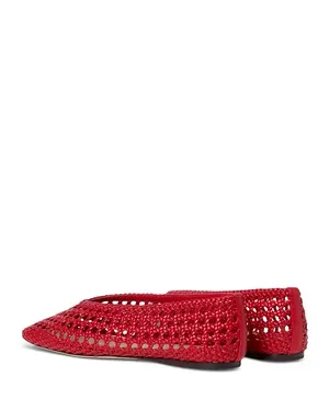 LOEFFLER RANDALL Woven Leather Ballet Flats - Red
