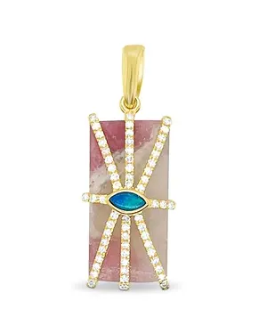 Meira T 14k Yellow Rectangle Pendant With Tourmaline, Opal And Diamond - Gold