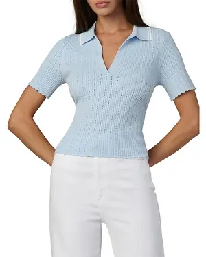 Joe's Jeans The Jess Pointelle Polo Shirt - Powder Blue