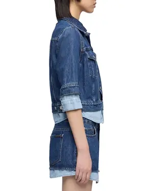 7 For All Mankind Double Layer Denim Trucker Jacket - Shadow