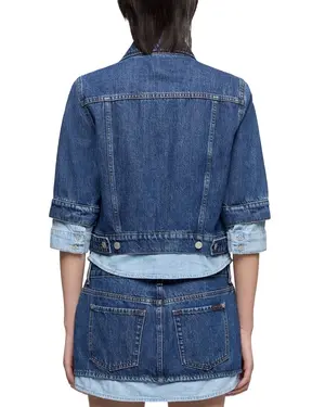 7 For All Mankind Double Layer Denim Trucker Jacket - Shadow