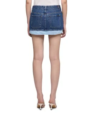 7 For All Mankind Double Layer Denim Mini Skirt