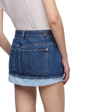 7 For All Mankind Double Layer Denim Mini Skirt