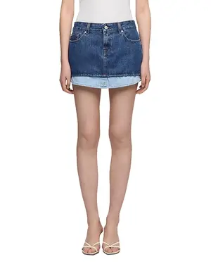 7 For All Mankind Double Layer Denim Mini Skirt - Shadow