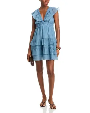 Aqua Ruffle Mini Dress