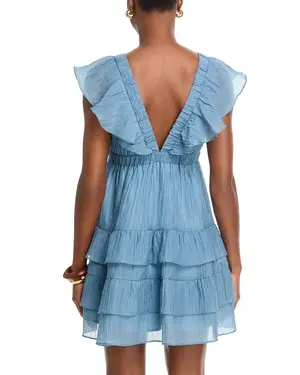Aqua Ruffle Mini Dress - Slate Blue