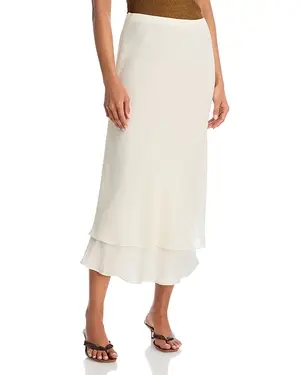 Aqua Double Layer Slip Midi Skirt