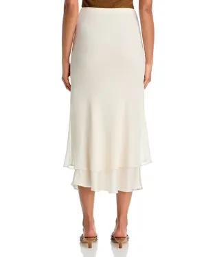 Aqua Double Layer Slip Midi Skirt