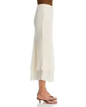 Aqua Double Layer Slip Midi Skirt