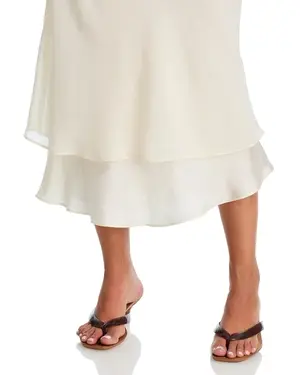 Aqua Double Layer Slip Midi Skirt