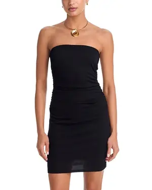 Aqua Mesh Strapless Mini Dress
