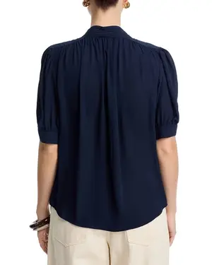 T Tahari Short Sleeve V-neck Top - Navy