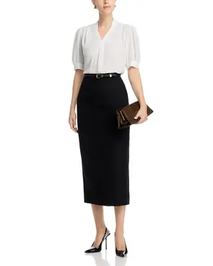 T Tahari Short Sleeve V-neck Top - White Star