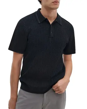Rag & Bone Harvey Rib Polo Shirt - Black