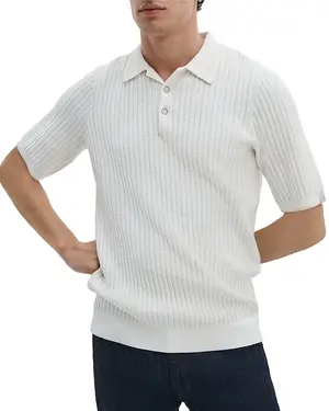 Rag & Bone Harvey Rib Polo Shirt - Chalk