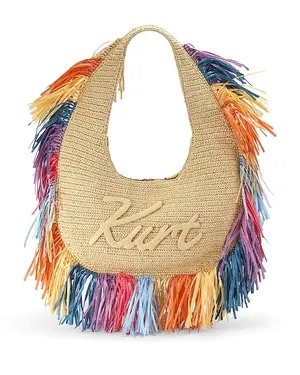 Kurt Geiger Large Fringe Hobo Bag - Open Beige