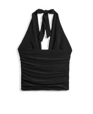 NOCTURNE Deep V Halter Blouse