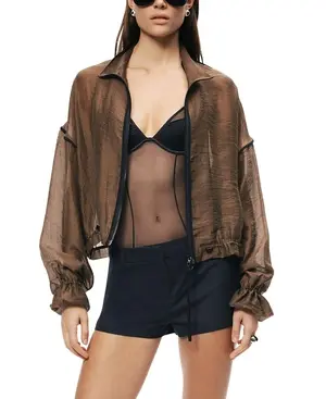 NOCTURNE Sheer Zip-front Jacket - Camel