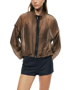 NOCTURNE Sheer Zip-front Jacket - Camel