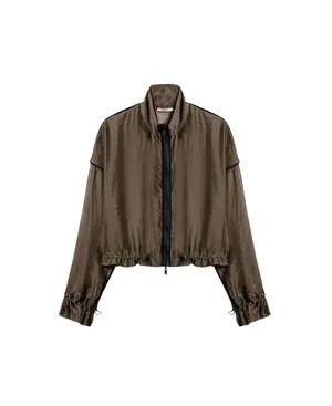 NOCTURNE Sheer Zip-front Jacket - Camel